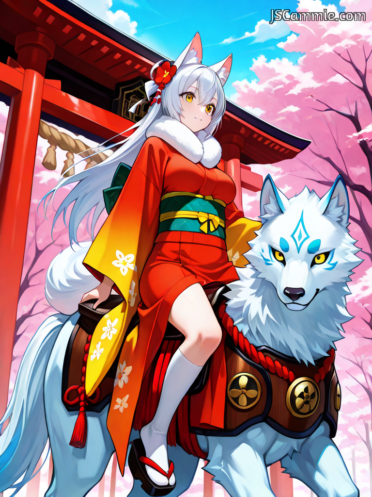 SFW | alopex, white fur, white body, yellow eyes, medium breasts ...